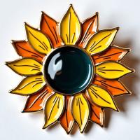China Custom Sunflower Fridge Magnet Enamel Petals Resin Center 9-10 Colors Zinc Alloy for sale
