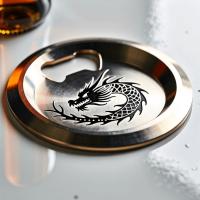 China Zinc Alloy Metallic Coaster with Bottle Opener 5mm Thickness Custom Design for sale