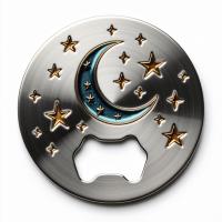 China Zinc Alloy Metallic Coaster with Bottle Opener 5mm Thickness Custom Design for sale