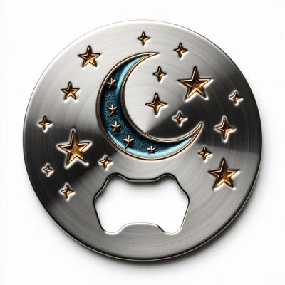 China Zinc Alloy Metallic Coaster with Bottle Opener 5mm Thickness Custom Design for sale