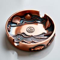China Custom Antique Copper Metallic Ashtray With Oceanic Design Stylish Durable for sale