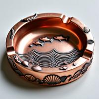 China Custom Antique Copper Metallic Ashtray With Oceanic Design Stylish Durable for sale