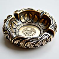 China Custom Antique Gold Metallic Ashtray 100x100x40mm Zinc Alloy 4 Notches for sale