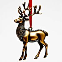 China Antique Metallic Plating Reindeer Ornament with Glitter Accents Zinc Alloy for sale