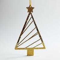 China Gold Glitter Star Tree Ornament Zinc Alloy Custom Holiday Decor Gift for sale