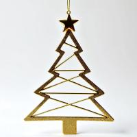 China Gold Glitter Star Tree Ornament Zinc Alloy Custom Holiday Decor Gift for sale