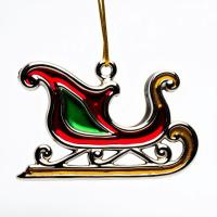 China Custom Polished Silver Sleigh Ornament 3D Zinc Alloy Die Struck Holiday Decor for sale
