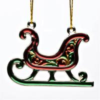 China Custom Polished Silver Sleigh Ornament 3D Zinc Alloy Die Struck Holiday Decor for sale