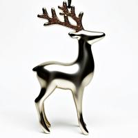 China Zinc Alloy Majestic Elegance Reindeer Ornament Shiny Silver 3D Die Struck Holiday Decor for sale