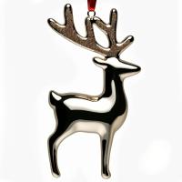 China Zinc Alloy Majestic Elegance Reindeer Ornament Shiny Silver 3D Die Struck Holiday Decor for sale