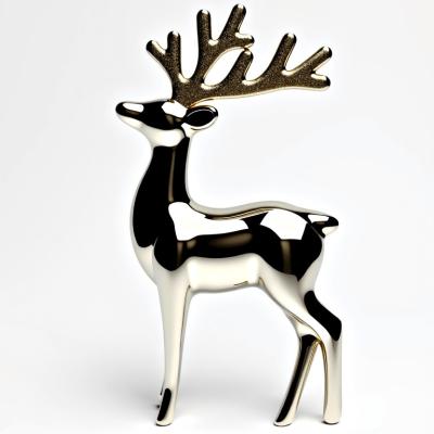 China Zinc Alloy Majestic Elegance Reindeer Ornament Shiny Silver 3D Die Struck Holiday Decor for sale