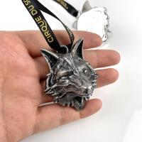 China Polished Silver Zinc Alloy Cirque du Soleil Ornament with Ribbon Hanging 5cm for sale