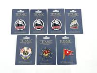 China Titanic Legacy Artisan Crafted Lapel Pin 1 Inch Ship Wheel Red Flag Soft Enamel for sale