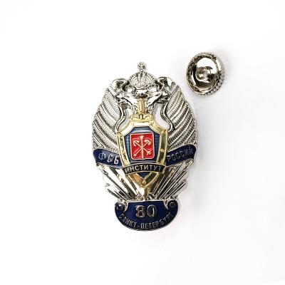 China Custom 3D Soft Enamel Pin Badge 1.5 Inch Cut Out Screw Back Antique Silver Metal Award for sale