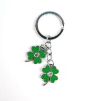 China Zinc Alloy Soft Enamel Four Leaf Clover Keychain Charming Good Luck Accessory for sale