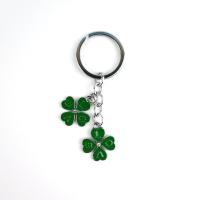 China Zinc Alloy Soft Enamel Four Leaf Clover Keychain Charming Good Luck Accessory for sale