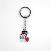 China Custom Christmas Soft Enamel Keychain 25mm Festive Snowman Tree Holiday Gift for sale