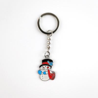 China Custom Christmas Soft Enamel Keychain 25mm Festive Snowman Tree Holiday Gift for sale