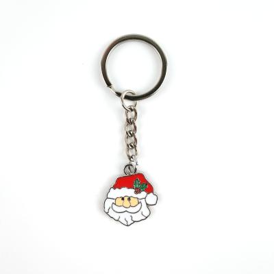 China Custom Soft Enamel Christmas Santa Keychain 25mm Durable Metal Keyring for Promotional Gifts for sale