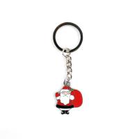China Custom Soft Enamel Christmas Santa Keychain 25mm Durable Metal Keyring for Promotional Gifts for sale