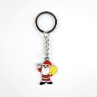 China Custom Soft Enamel Christmas Santa Keychain 25mm Durable Metal Keyring for Promotional Gifts for sale