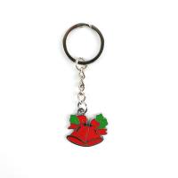 China Custom Soft Enamel Christmas Bell Keychain 25mm Durable Metal Festive Keyring for Holiday Gifts for sale