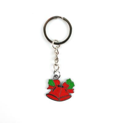 China Custom Soft Enamel Christmas Bell Keychain 25mm Durable Metal Festive Keyring for Holiday Gifts for sale