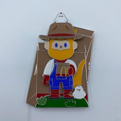 China Custom Magnetic McDonald Badge 25mm Interchangeable Character Parts Soft Enamel Lapel Pin for sale