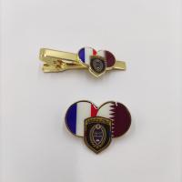 China Custom Tournament Security Force Badge Heart-Shaped Dual Flag Enamel Pin 25mm for sale