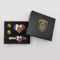 China Custom Tournament Security Force Badge Heart-Shaped Dual Flag Enamel Pin 25mm for sale
