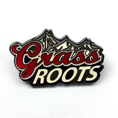 China Promotional Black Finish Hard Enamel Pin Badge 25mm with Rubble Clutch Custom Design for sale