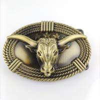 China Custom Western Bull Head Belt Buckle 25mm Zinc Alloy Durable Antique Gold Finish for sale