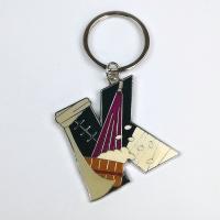 China Personalized Initial Letter Cartoon Key Ring 25mm Metal Alloy Custom Enamel Keychain for sale