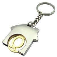 China Custom House Shaped Trolley Coin Keyring 25mm Soft Enamel Promotional Gift for sale