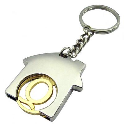 China Custom House Shaped Trolley Coin Keyring 25mm Soft Enamel Promotional Gift for sale