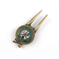 China Custom Golf Divot Tool 90mm Ergonomic Forked Design Rust-Resistant Metal for Green Repair for sale