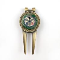 China Custom Golf Divot Tool 90mm Ergonomic Forked Design Rust-Resistant Metal for Green Repair for sale