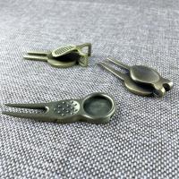 China Antique Gold Soft Enamel Golf Divot Tool with Magnetic Ball Marker 3.5x1.5x0.5in for sale