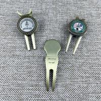 China Antique Gold Soft Enamel Golf Divot Tool with Magnetic Ball Marker 3.5x1.5x0.5in for sale