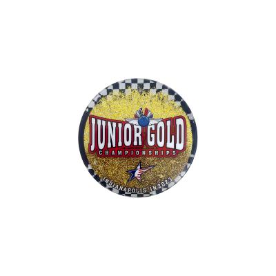 China Custom Junior Gold Glitter Acrylic Fridge Magnet 35mm Promotional Giveaway for sale