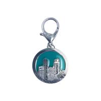 China Custom 2 Inch Shiny Silver Translucent Enamel Keychain Zinc Alloy Metal Promotional Keychain for sale