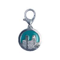 China Custom 2 Inch Shiny Silver Translucent Enamel Keychain Zinc Alloy Metal Promotional Keychain for sale