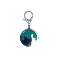 China Custom 2 Inch Shiny Silver Translucent Enamel Keychain Zinc Alloy Metal Promotional Keychain for sale
