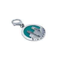China Custom 2 Inch Shiny Silver Translucent Enamel Keychain Zinc Alloy Metal Promotional Keychain for sale