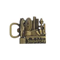 China Antique Gold Singapore Signage Bottle Opener Vintage Metal Die-casting 134mm for sale