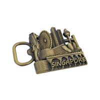 China Antique Gold Singapore Signage Bottle Opener Vintage Metal Die-casting 134mm for sale