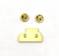 China Custom 0.75 Inch Hard Enamel Lapel Pin with Double Butterfly Clasp and Plastic Box for sale