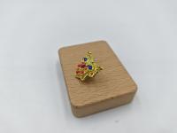 China Custom 0.75 Inch Gold Plated Soft Enamel Lapel Pin Butterfly with Gemstone Inlay for sale