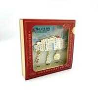 China Shiny Gold Finish Traditional Building Fridge Magnet with Hard Magnet Custom Packaging for sale