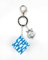China Custom Zinc Alloy Metal Keychain 50mm Square with Black M Design OEM ODM for sale